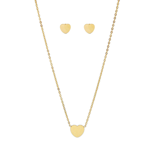 SET 8060: All IPG Solid Heart Nlace & IPG Heart Stud Set (15.5"+2 ...