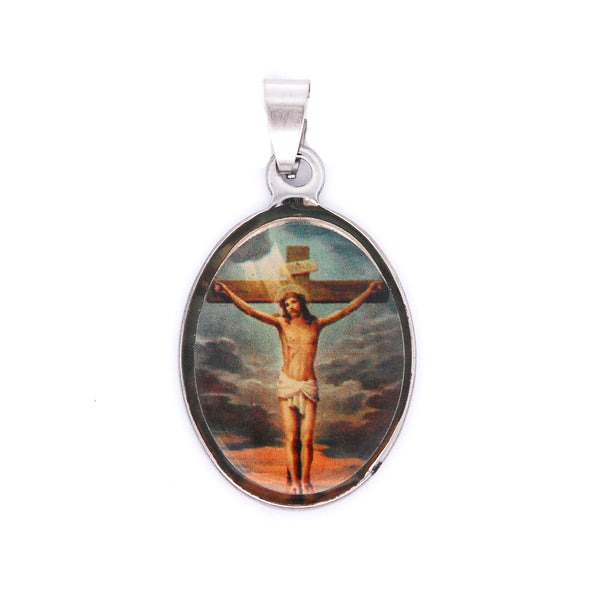 ESP 5686: Jesus Crucifix in Oval Dog Tag – EMO Jewelry Philippines